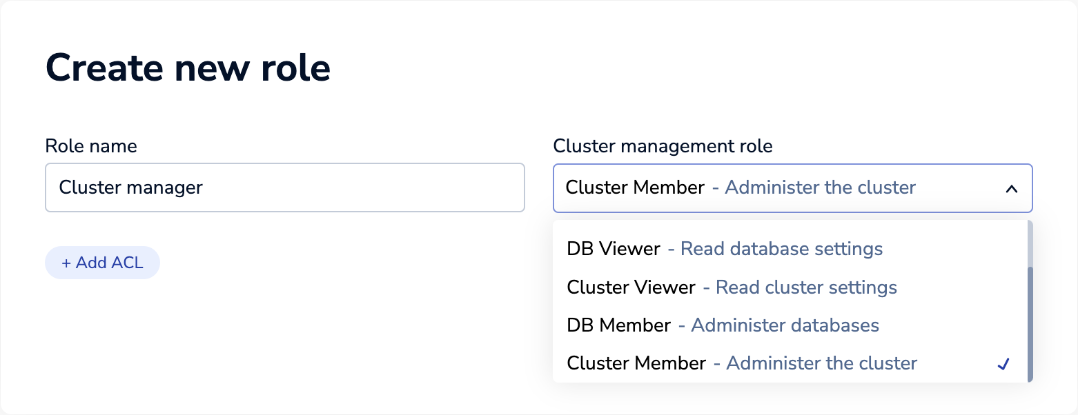 Create roles with cluster access only | Docs